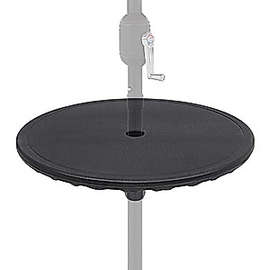 ABBLE 20'' Outdoor Adjustable All Weather Umbrella Table for Beach Patio Garden Poolside Accessory Umbrella Table Top Portable Round Table Fit 38mm Umbrella Pole (Black)