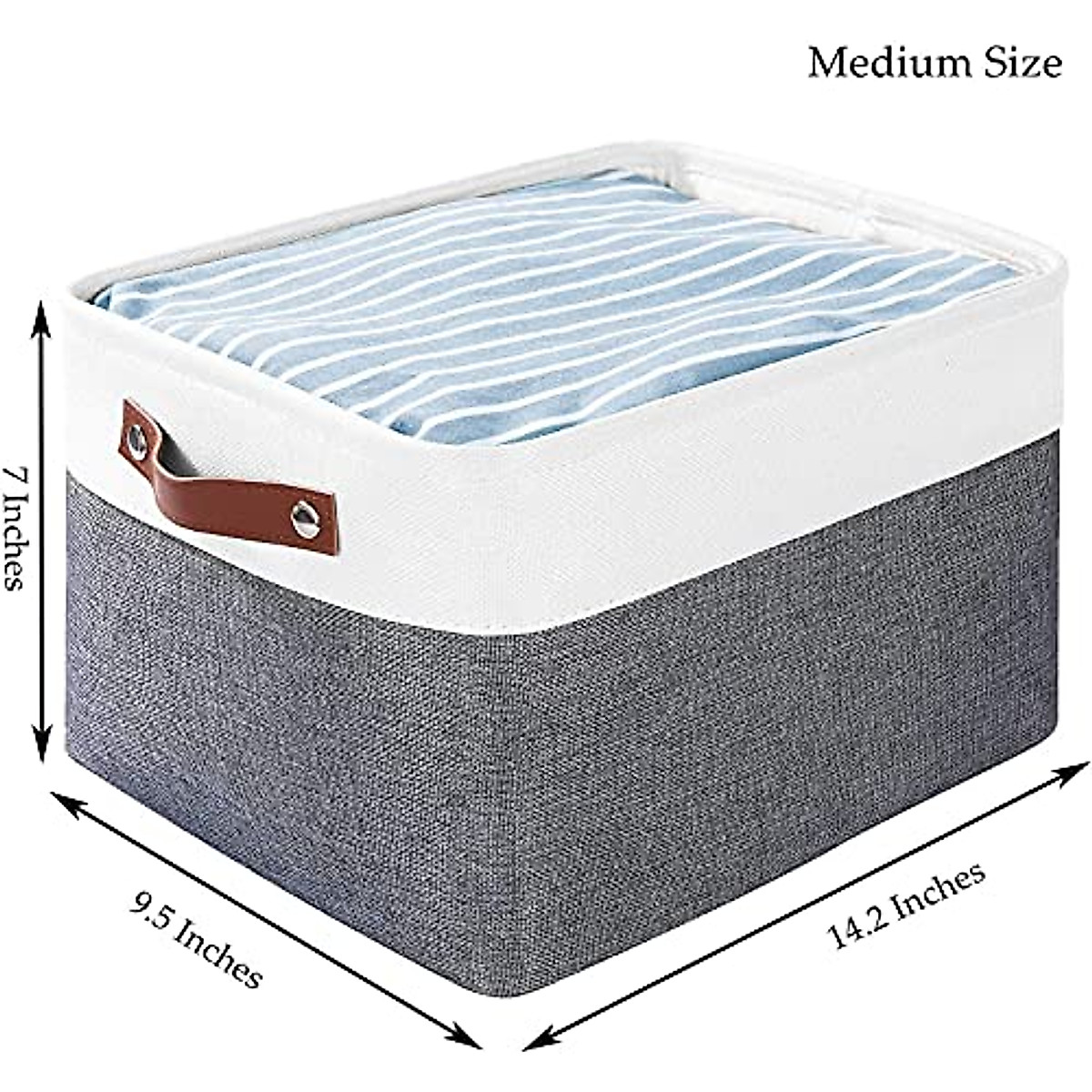 MeCids Storage Bins - 3-Piece Packs Collapsible Fabric Large Storage Baskets Bins - Organizers and Storage for Closet Shelves, Toy, Office, Nursery – Large, Medium & Small Sizes