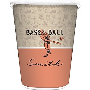 YouCustomizeIt Personalized Retro Baseball Waste Basket - Double Sided (Black)