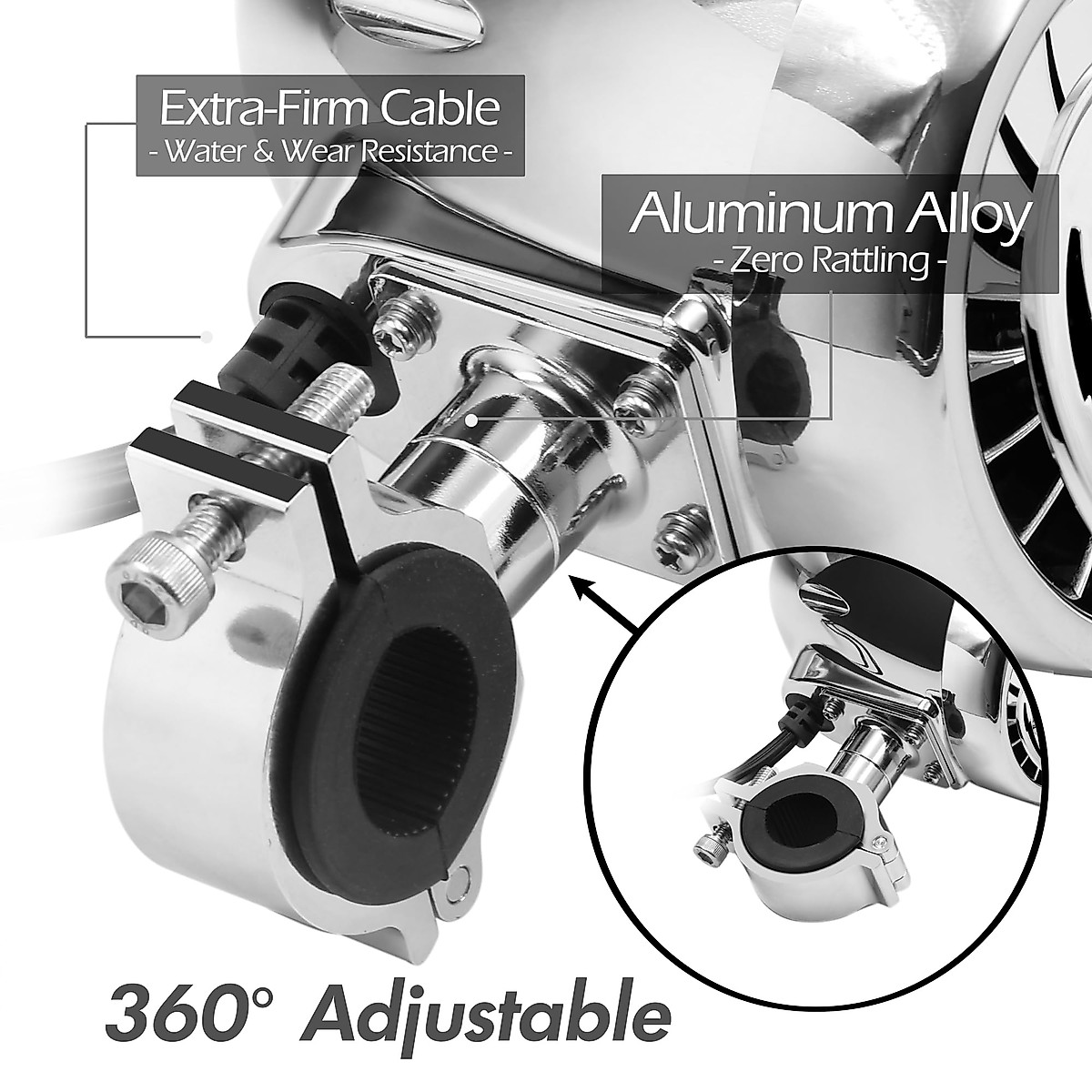 GoHawk AS5-X All-in-One 600W Built-in Amplifier 5 in. Full Range Waterproof Bluetooth ATV RZR UTV Stereo Speakers Audio Amp System AUX USB, 1.5 to 2" Rollcage Bar Polaris 4 Wheeler Can-Am