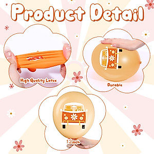 Hiboom 72 Pcs Groovy Retro Hippie Balloons Boho Daisy Party Balloons 12 Inch Rainbow Daisy Flower Butterfly Peace Sign Latex Balloons for Kids Girls Two Groovy Birthday Party Decoration Supply (Boho)