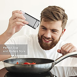 Salt and Pepper Shakers by Aelga, Salt Shaker with Adjustable Pour Holes, Glass Salt Pepper Shaker Set, Perfect for Black Pepper, Kosher and Sea Salt