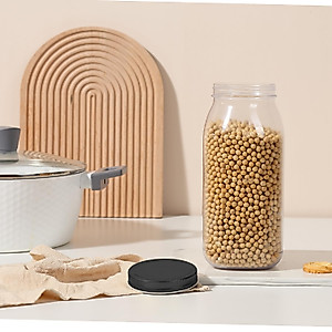 Party Club of America 4Pack 64 Ounce Black Plastic Jars Wide Mouth With Lid Large Mason Jars 64 OZ Half Gallon Mason Jars Food Storage Jars