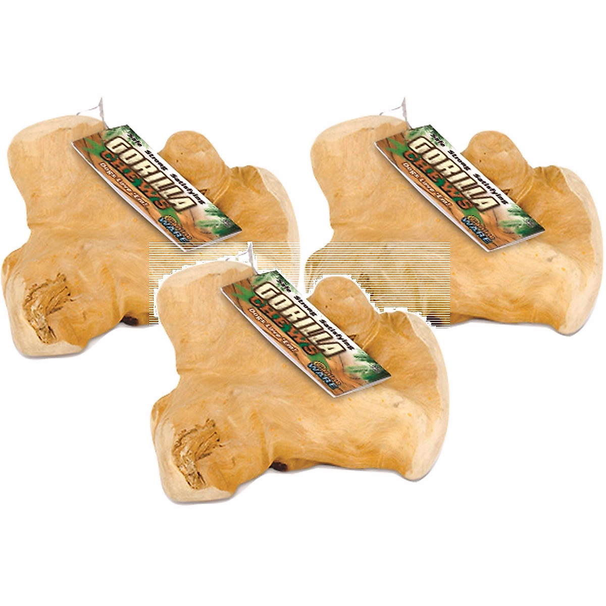 Ware 3 Pack of Gorilla Chews Solid Java Wood Dog Chews, Extra Small