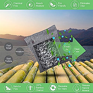 Famsha 200gm Premium MOSO Bamboo Charcoal Air Purifying Bags, Activated Charcoal Bags Odor Absorber, Provides Natural & Fresh Air for your Home, Car & Office