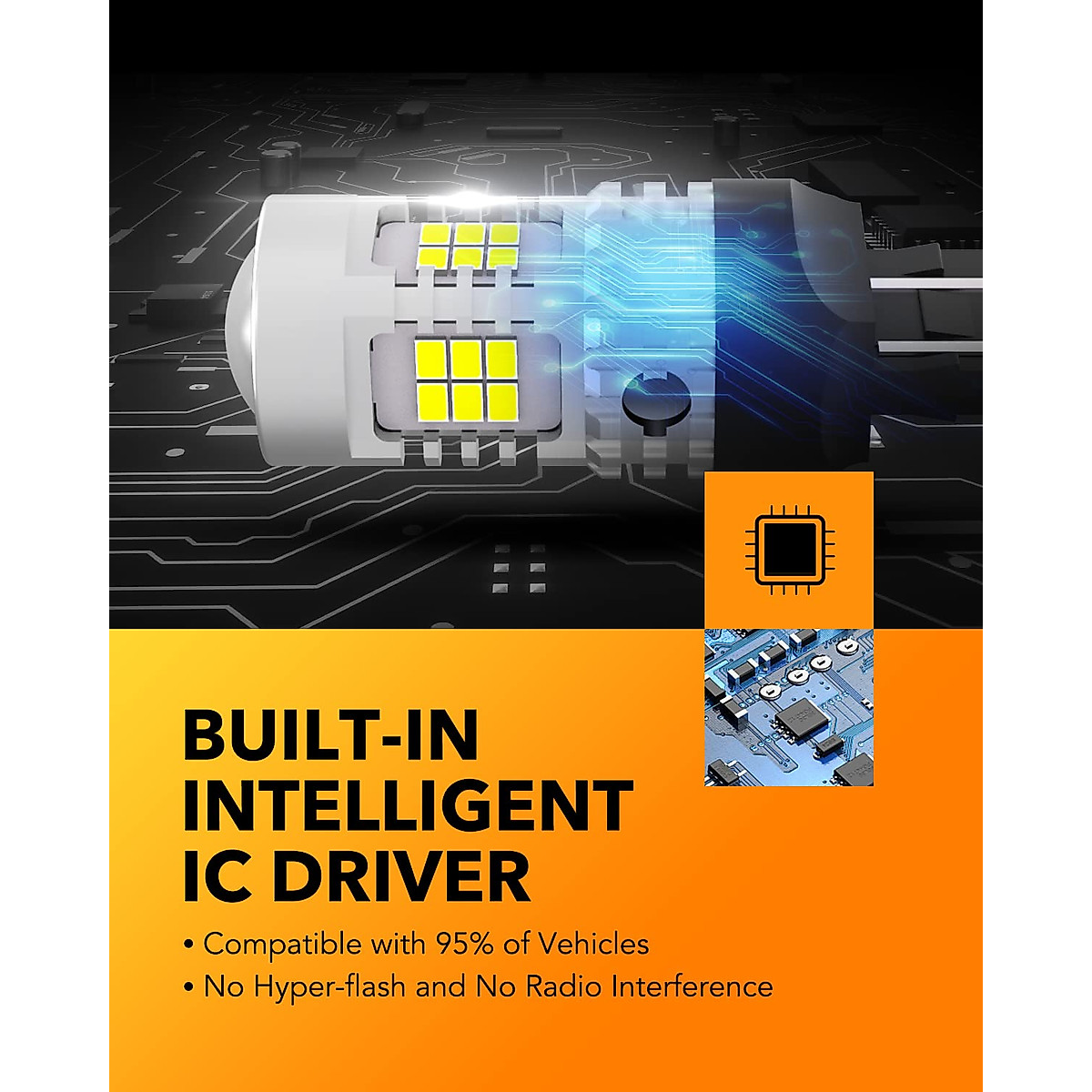 OXILAM Upgraded 7440 7443 LED Bulbs White for Reverse Lights, 4000LM 600% Brighter, 7441 7444 T20 W21W LED Lamps Replacement for Backup Tail Brake Turn Signal Parking Lights and DRL (Pack of 2)