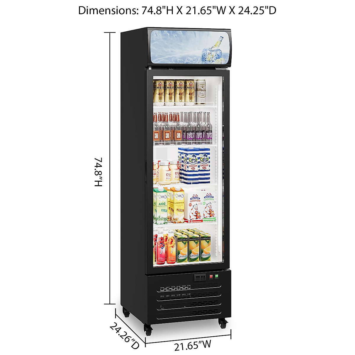 GarveeTech Commercial Display Refrigerator with Single Glass Door, 11.5 Cu.Ft Merchandiser Beverage Refrigerators Fridge, Upright Beverage Cooler, Soft Led Light, Adjustable Shelves