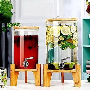 ANYGIMIN Beverage Dispenser Stand - Fits 6-8 Inches Diameter of Glass Drink Jar Water Jugs and Containers, Natural Bamboo Wood