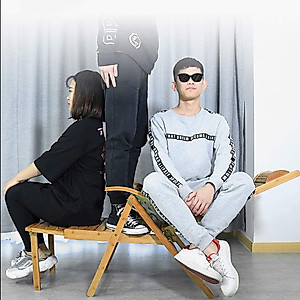 Sun Lounger Garden Chairs Balcony Recliner, Bamboo with Telescopic Foot Pedal Deck Chair Sun Lounger Outdoor Garden Patio Gravity Reclining Chair (Size, Bamboo 4.5cm),Bamboo 4.5cm