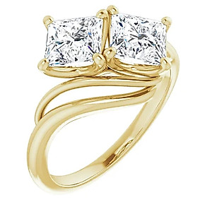 10K Solid Yellow Gold Handmade Engagement Rings 2.0 CT Princess Cut Moissanite Diamond Solitaire Wedding/Bridal Ring Set for Womens/Her Propose Rings (6.5)