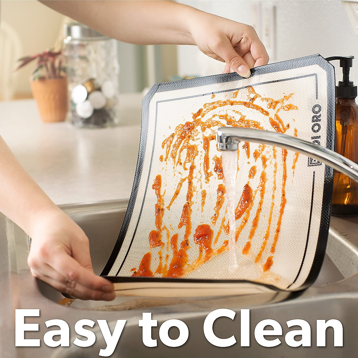 DI ORO Silicone Mats for Baking - Baking Mats Silicone for Baking Sheets - 480°F Heat-Resistant Nonstick Silicone Cooking Mats & Oven Liners - 16 1/2" × 11 5/8" - BPA Free Kitchen Cookie Sheets (2pc)