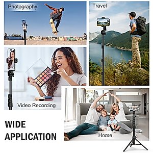 Liphisy 64” Tripod for Cell Phone & Camera, Phone Tripod with Remote and Phone Holder, Sturdy & Stable Height Adjustable Multi-Angle Shot Selfie Stick Tripod for Video Recording