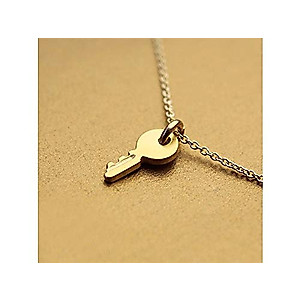 LANG XUAN Friendship Gold Key Necklace Good Luck Elephant Pendant Chain Necklace with Message Card Gift Card
