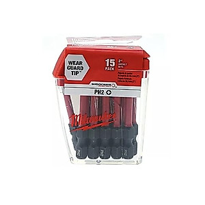 MILWAUKEE ELECTRIC TOOL 48-32-5004 Shockwave 2" Power Bit Phillips #2 15 Piece Contractor Pack