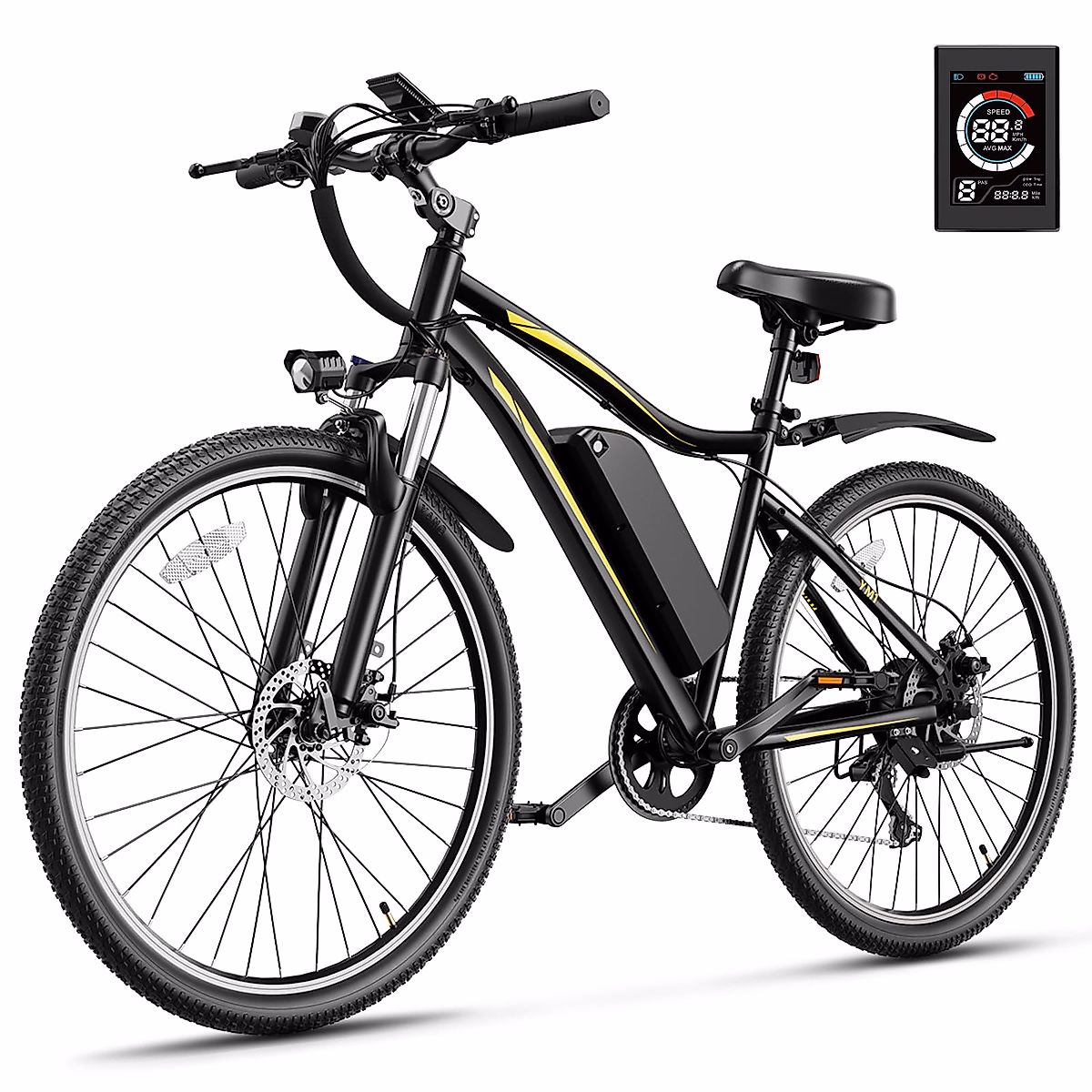 Heybike Electric Bike for Adults,750W Peak Brushless Motor,up to 40Miles,22mph Max Speed Electric Mountain Bike,480WH Removable Battery Ebike,27.5'' Tires, 7-Speed and Front Suspension