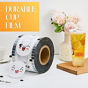 2 Rolls Cup Sealer Film Cup Plastic Tea Cup Sealing Film 90-105 mm 6400 Cups Sealer Film for PP Plastic Paper Cups