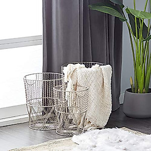 Deco 79 Metal Round Storage Basket with Handles, Set of 3 13", 15", 17"H, Silver