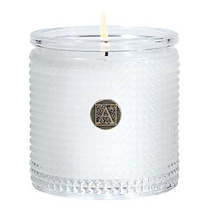 Aromatique White Teak Moss Textured Glass Scented Jar Candle