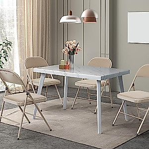 VINGLI Folding Chairs with Padded Seats, Metal Frame with Fabric Seat & Back, Capacity 350 lbs, Khaki, Set of 4