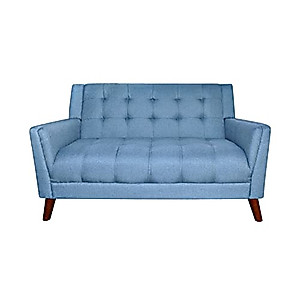 GDFStudio Christopher Knight Home Alisa Mid Century Modern Fabric Loveseat, Blue
