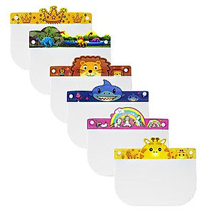 O2 LIFECARE] 6 Qty KIDS Face Shield Face Cover with 6 Different from Each other Character Clear Visor Elastic Band & Confort Sponge x 6 qty