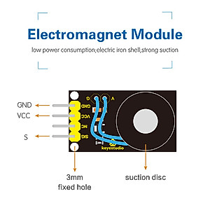 KEYESTUDIO 5V DC Force Electric Lifting Magnet Solenoid Electromagnet Module for Arduino