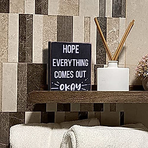 Noilk Funny Bathroom Decor Signs,Rustic Farmhouse Cute Restroom Washroom Home Decor For Shelf,Western Modern Room Wood Decorations Wall Art Accessories,Office Relex Sayings Box Sign Black