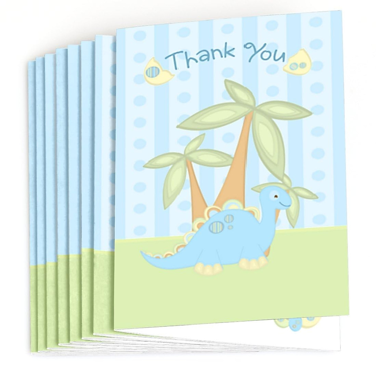 Big Dot of Happiness Baby Dinosaur - Baby Shower or Birthday Party Thank You Cards (8 count)