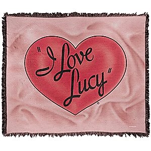 LOGOVISION I Love Lucy Blanket, 50"x60" 3D Logo Woven Tapestry Cotton Blend Fringed Throw