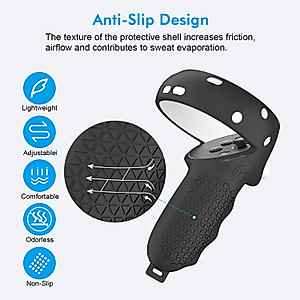Relohas Accessories for Oculus Quest 2, VR Accessory Set for Meta Quest 2, Include Controller Grip Leather Cover, VR Shell Cover, Face Cover, Lens Coverr, Protect Your VR in All Aspects(Black)