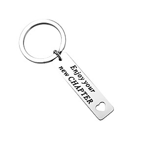 SEIRAA Retirement Gift Enjoy Your New Chapter Keychain New Beginnings Jewelry Bookworm Gift Librarian Teacher Jewelry (Enjoy Your New Chapter)