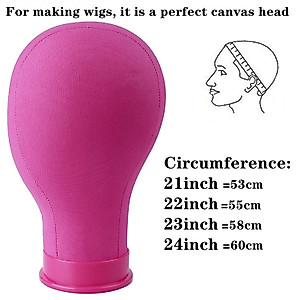 22 Inch Canvas Block Head Pink Wig Head with Wig Stand Tripod Mannequin Head Stand for Wigs Trimming Making Display.(22 Inch Pink)