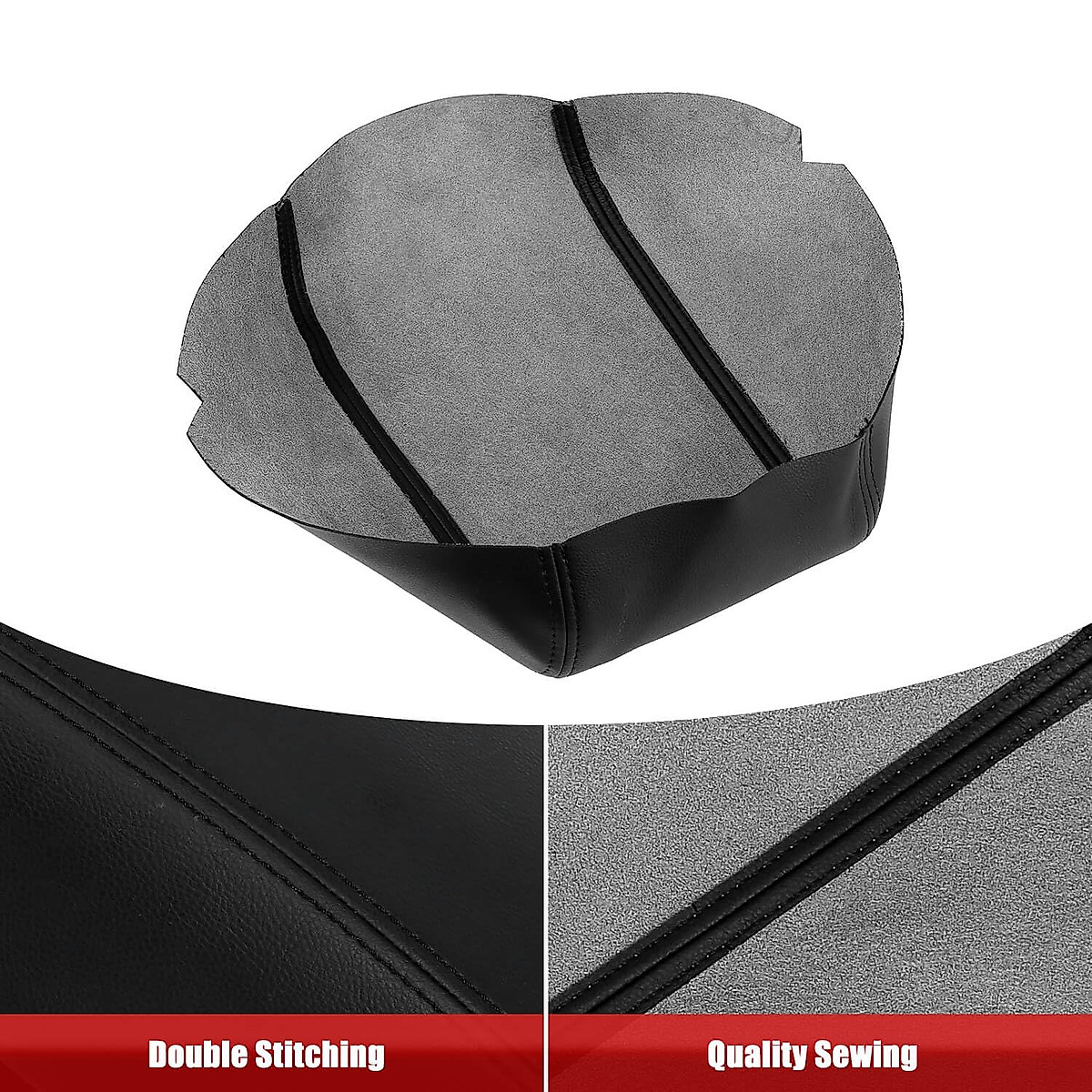 KBH Car Front Center Console Armrest Cover Replacement for Ford Explorer 2011-2019, Vinyl Leather, Middle Console Arm Rest Skin Upholstery, Anti-Scratch, Black (Without Lid)