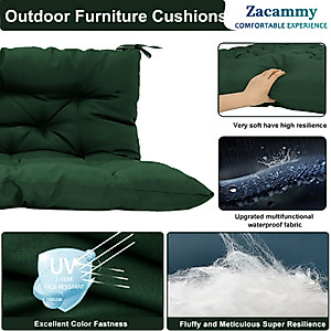 Zacammy Porch Swing Replacement Cushion for 3 Seat - Outdoor Waterproof Patio Furniture loveseat Cushions with Backrest - Thicken 4''Garden Bench Furniture (Dark Green, Outdoor Cushions 40x71in)