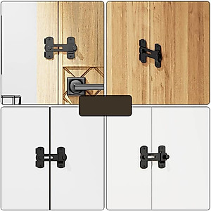 3 Pack Small Stainless Steel Door Lock Flip Lock Safety Door Bolt Lock, Door Holder Latch (Black)