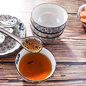 Japanese Style Rice Bowls set of 4, 5 Inch Ceramic Rice Bowls