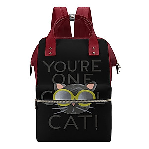 Sunglass Cool Cat Diaper Bag Backpack Large Capacity Mommy Bags Multifunction Nappy Bag Travel Back Pack Red-Style