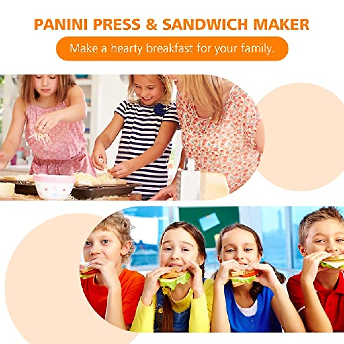 POWLAB Commercial Sandwich Panini Press Grill 2200W Sandwich Press Grill Machine Electric Stainless Steel Sandwich Maker Non Stick Surface Kitchen Equipment for Making Hamburgers Steaks Bacons