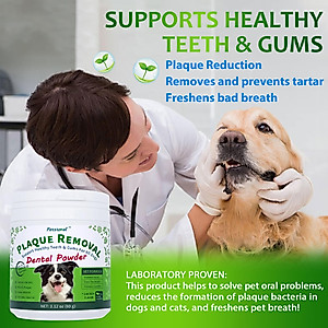 Petstoral Plaque Removal Natural Dental Powder - Dog Dental Care and Bad Breath Treatment, Dog Teeth Cleaning Powder for Healthy Teeth & Gums for All Dogs - 60g