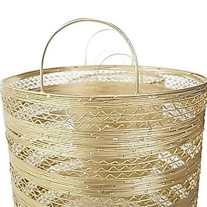 Deco 79 Metal Decorative and Functional Storage Basket Open Frame Wire Basket Organizer with Zig Zag Patterns, Set of 2 Basket for Storage 17", 15"H, Gold