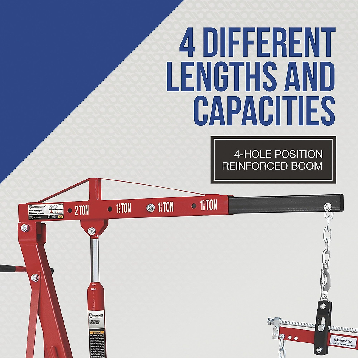 Strongway Hydraulic Engine Hoist with Load Leveler - 2-Ton Capacity, 1in.-82 5/8in. Lift Range