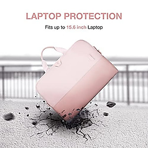 BAGSMART Laptop Bag for Women, 15.6 Inch Laptop Case,Slim Computer Bag,15 Inch Messenger Shoulder Bag, Laptop Briefcase for Business Office Travel, Light Pink
