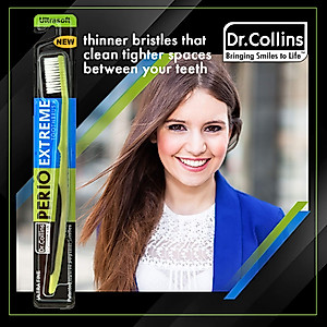 Dr. Collins Perio Extreme Toothbrush, (Colors Vary) (Pack of 4)