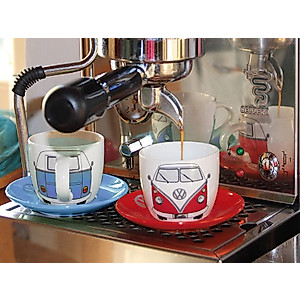 BRISA VW Collection - Volkswagen Espresso Cups Coffee-Tea-Cappuccino Set in T1 Bus Design (Bus Front/2 Colors/2-Piece Set/100ml/3.4 fl oz)