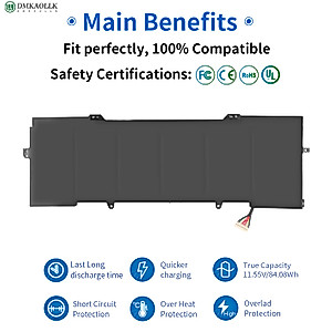 DMKAOLLK YB06XL Battery for HP Spectre x360 Convertible 15-ch0xx 15t-ch000 Series 15-CH011DX 15-CH011NR 928427-272 928372-856 928372-855 HSTNN-DB8H YB06084XL 11.55V 84.08Wh
