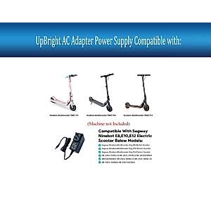 UpBright 25.2V AC/DC Adapter Compatible with Segway Ninebot eKickScooter Zing E8 E10 E12 Kids Electric Kick Scooter 21.6V Li-ion Battery ZingE8 ZingE10 ZINGE12 NB-25D2-00D8-US Power Supply Charger