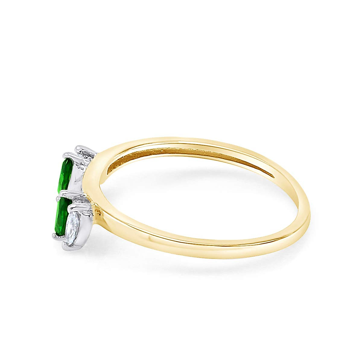 THE JEWEL ZONE White Natural Diamond & Emerald Enhancer Guard Wrap Wedding Ring in 14k Two Tone Yellow Gold Over Sterling Silver (1/6 Cttw)