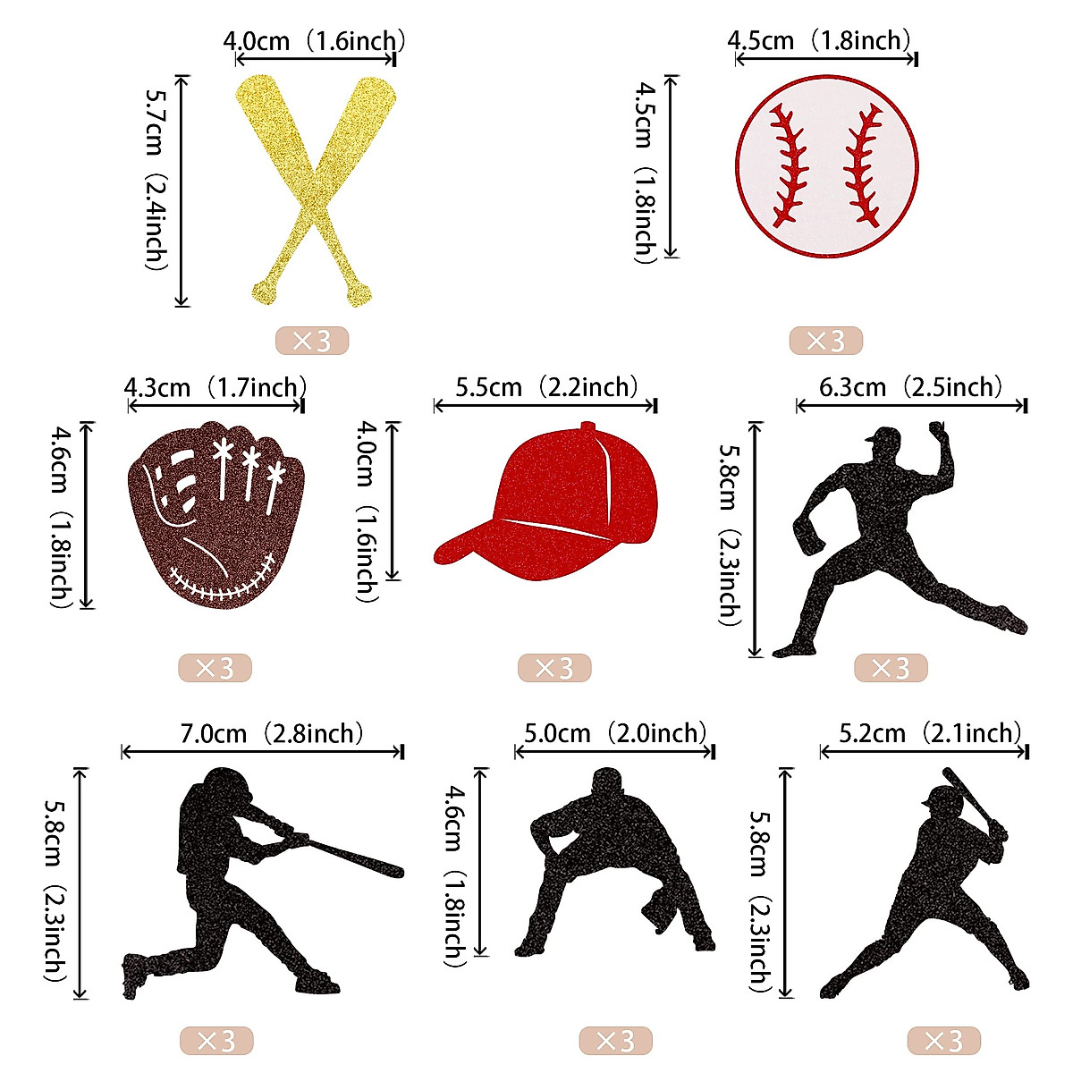 24 PCS Baseball Cupcake Toppers Glitter Baseball Players Sports Theme Cupcake Picks Baseball Sport Theme Baby Shower Kids Birthday Party Cake Decorations Supplies