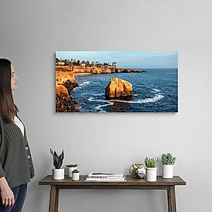 GREATBIGCANVAS Sunset Cliffs, San Diego, California Canvas Wall Art Print, Coastal Home Decor Artwork, 36"x18"x1.5"