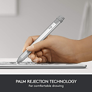 Logitech Crayon Digital Pencil for iPad Pro 12.9-Inch (5th, 6th Gen), 11-Inch (2nd, 3rd, 4th gen), iPad (7th, 8th, 9th and 10th Gen), iPad Air (3rd, 4th, 5th Gen), iOS 12.2 & Above - Grey